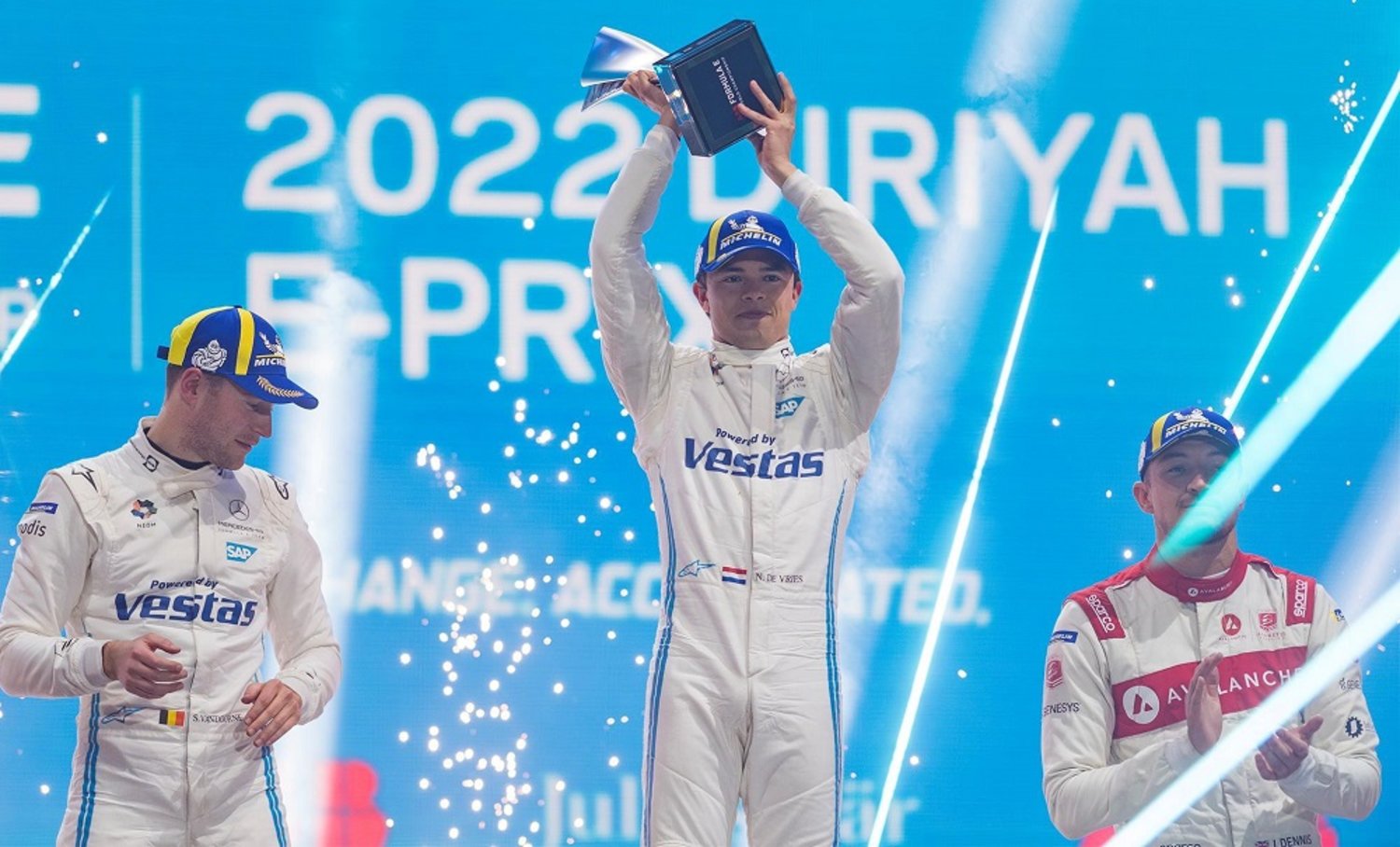 De Vries Denies Team Mate Vandoorne to Win Formula E Opener in Saudi Arabia