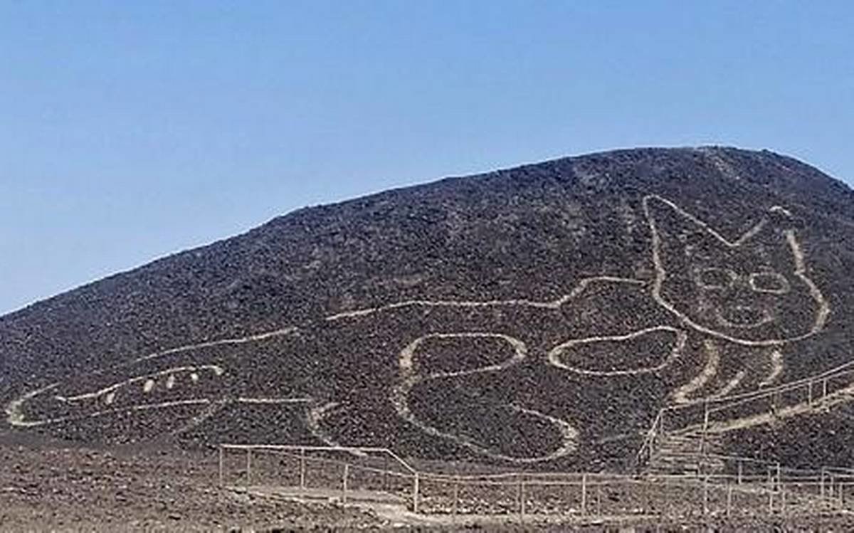 Peruvian Archaeologists Unveil Giant Cat Carved into Nazca Hillside