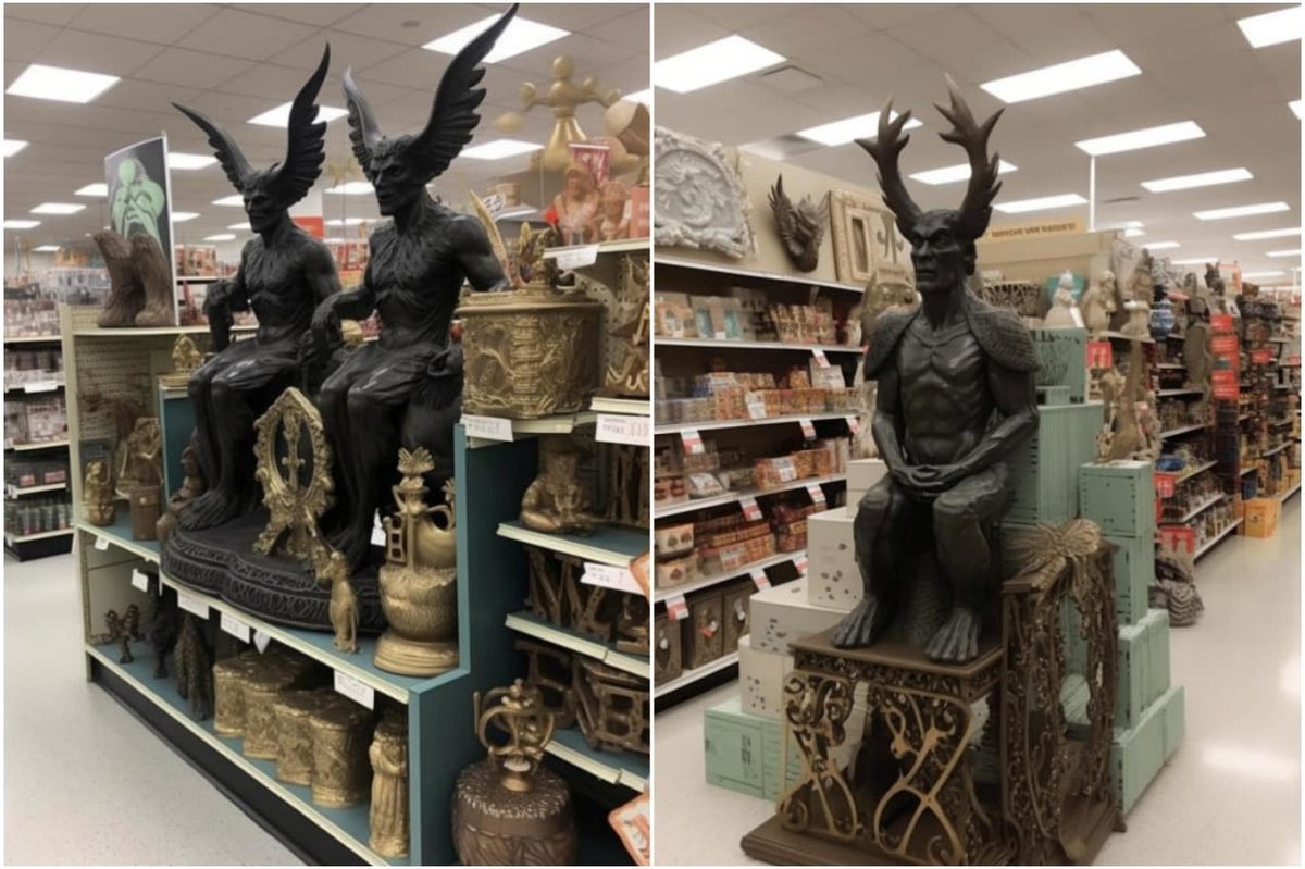 Yapay zeka sanatçısı, bir marketin içine şeytan heykeli "dikince ...