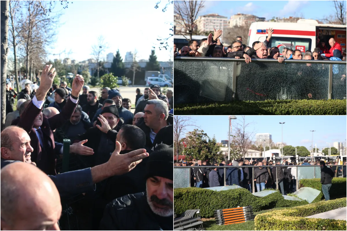 İstanbul'da 8+1 taksi sahipleri UKOME toplantısının yapıldığı tesisin ...