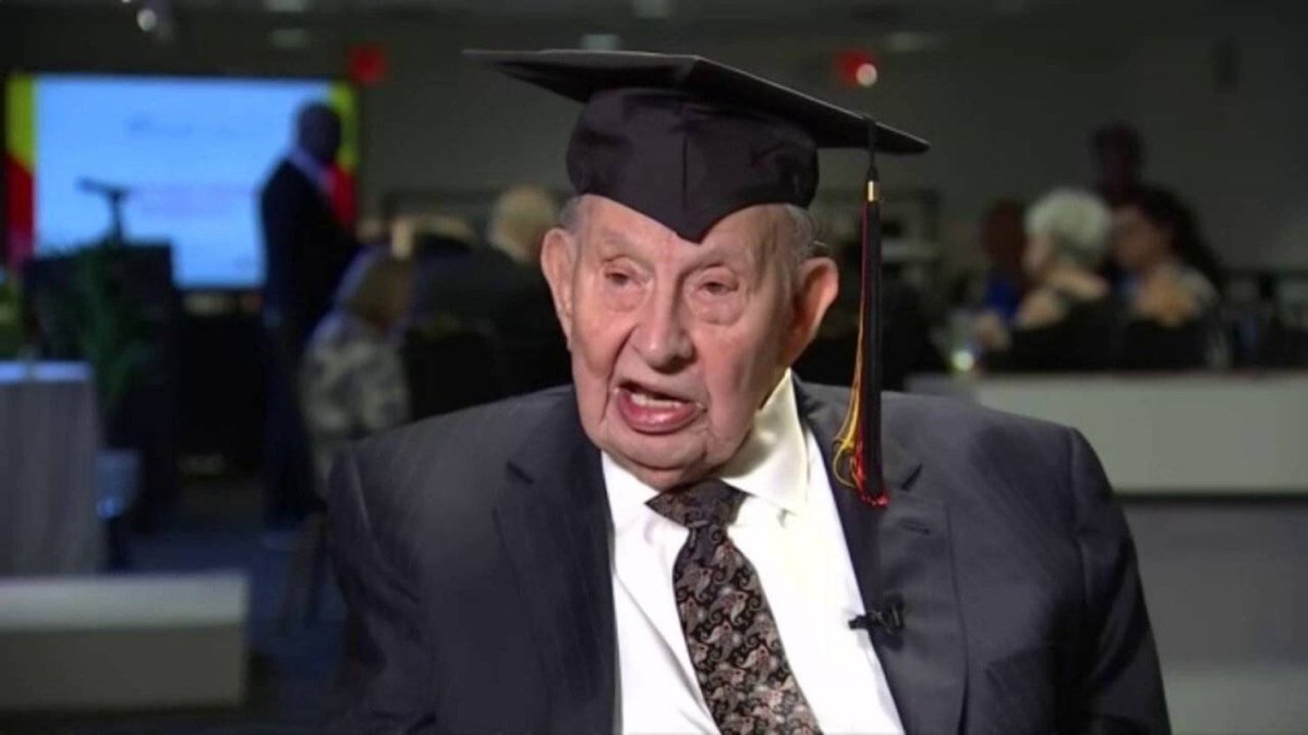 WWII Veteran, 100, Receives College Diploma 60 Years after Graduation